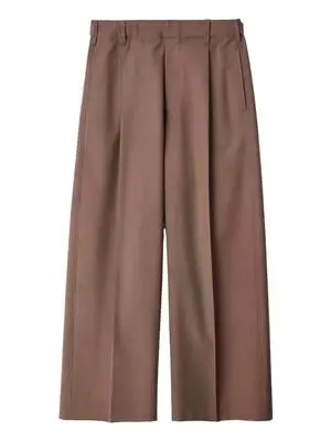LEMAIRE Single-pleat Tailored Pants In Tropical Wool Blend - Brown