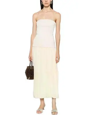 ST. AGNI St. Agni Strapless Ribbed Midi Dress With Balloon Hem