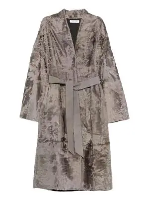 LISKA Long-sleeve Belted Coat - Grey
