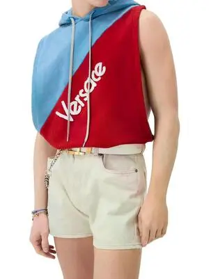 Versace Sleeveless Hooded Sweatshirt - Blue