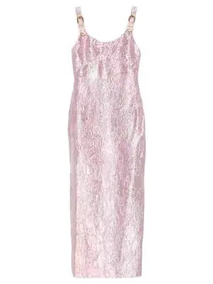 Versace Crushed-effect Buckled-strap Gown - Pink