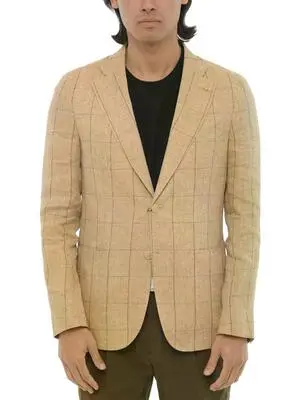 Corneliani Windowpane-pattern Linen Blazer - Neutrals