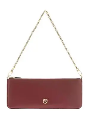 Pinko Flat Leather Shoulder Bag - Red