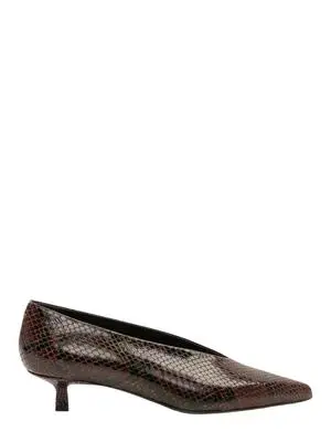 AeydĒ Clara Snake-effect Pointed-toe Pumps - Neutrals