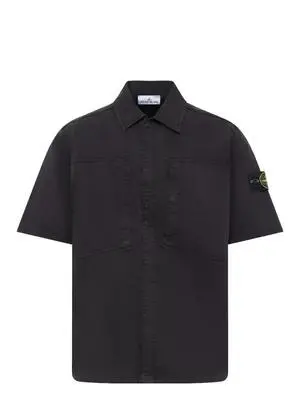 Stone Island Stretch Organic Cotton Twill Shirt - Black