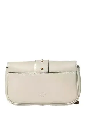 Pinko Love Bag Pocket Small Leather Shoulder Bag With Jewel Buckle - Neutrals