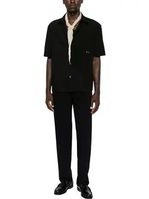 Emporio Armani Pressed Crease Straight-leg Trousers - Black