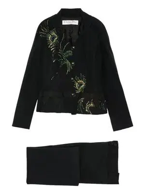 Dior Peacock-embellished Tailored Suit - Black