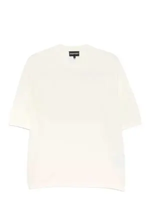 Emporio Armani Chevron-knit Short-sleeve Top - Neutrals