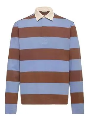 Moncler Striped Long-sleeve Polo Shirt - Blue