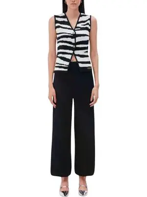 IZAAK AZANEI Zebra-print Knitted Vest - White