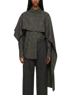 DARKPARK Georgia Check-pattern Draped Shirt - Grey