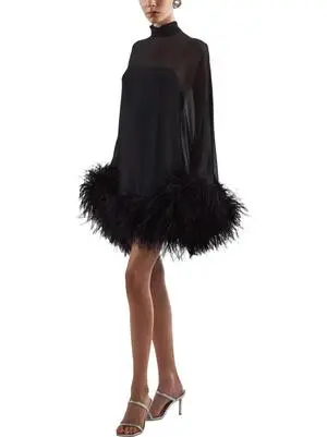 TALLER MARMO Feather-trimmed Dress - Black