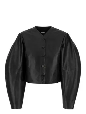 ROTATE BY BIRGER CHRISTENSEN ROTATE BIRGER CHRISTENSEN Puff Sleeve Leather Jacket Black