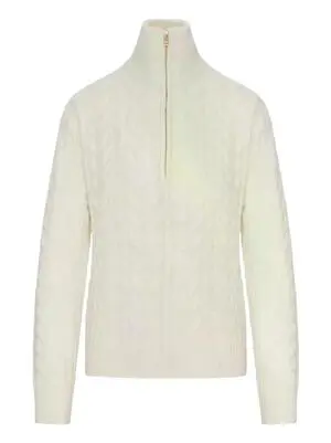 Max Mara Cable-knit Quarter-zip Sweater - Neutrals