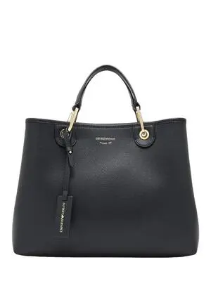 Emporio Armani Shopping Bag With Gold-tone Handles - Black