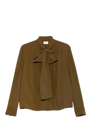 Saint Laurent Silk Pussy-bow Blouse - Brown