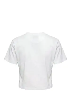 Miu Miu Cotton Jersey Crewneck T-shirt With Logo Patch - White