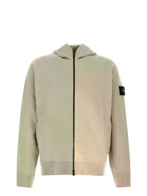 Stone Island Logo Patch Zip-up Hoodie - Neutrals