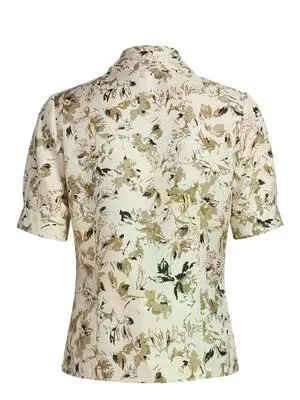 Max Mara Printed Silk Twill Short-sleeved Shirt - Neutrals