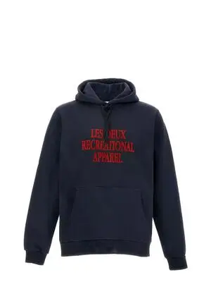 LES DEUX Logo-print Drawstring Hoodie - Blue
