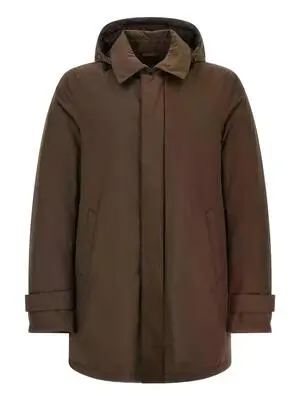 Herno Matte Finish Parka With Detachable Hood - Brown