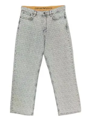 Emporio Armani Monogram Pattern Straight-leg Jeans - Blue