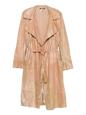 Roberto Cavalli 1970s Belted Leather Coat - Neutrals