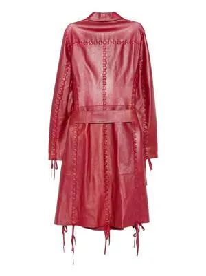 Dolce & Gabbana Belted Whipstitch-trim Coat - Red