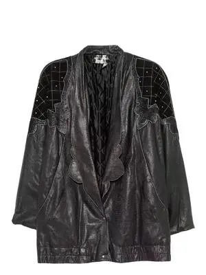 Roberto Cavalli 1980s Scalloped Collar Coat - Black