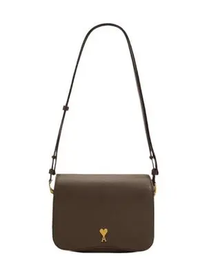AMI Paris De Coeur Leather Shoulder Bag - Brown