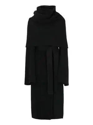 Rick Owens Belted Hooded Coat - Black