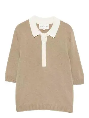 Eric Bompard Two-tone Cashmere Polo Top - Neutrals