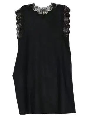 PUSHBUTTON Ribbon Dress With Lace Trim - Black