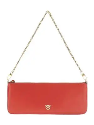 Pinko Flat Leather Shoulder Bag - Red