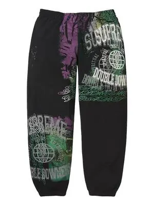 Supreme Overprint Elasticated-waistband Track Pants - Black