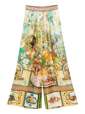 Camilla Graphic Print Palazzo Pants - Green