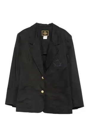 Fendi 1980s Embroidered-logo Blazer - Black