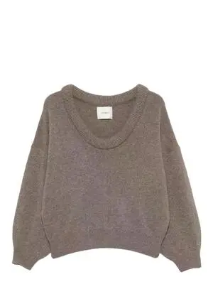 LISA YANG Doria Ribbed-trim Drop-shoulder Sweater - Brown
