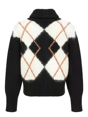 Isaia Argyle Pattern Roll-neck Sweater - Black