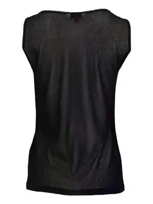 Isaia Sheer Knit Scoop Neck Sleeveless Top - Black