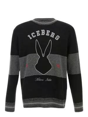 Iceberg Bugs Bunny Striped Sweater - Black