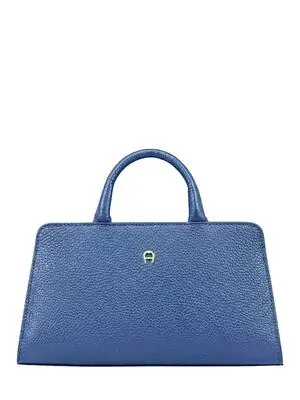 AIGNER Pebbled Leather Tote Bag - Blue