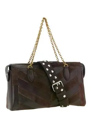 Valentino Garavani Panthea Shoulder Bag In Suede And Nappa - Brown