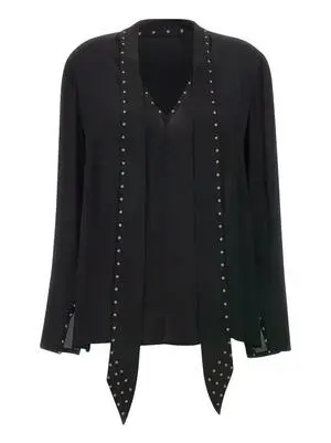 ELENA MIRÒ Stud-embellished Scarf Detail Blouse - Black