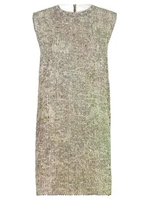 Brunello Cucinelli Mohair And Wool Dress With Dazzling Craquelé Embroidery - Neutrals