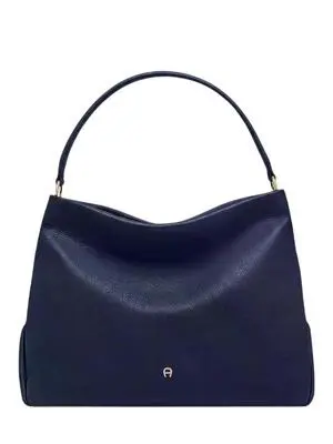 AIGNER Medium Paola Pebbled Shoulder Bag - Blue