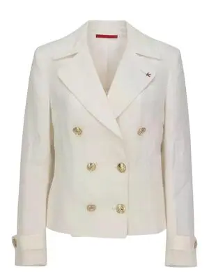 Isaia Double-breasted Blazer With Notched Lapels - White