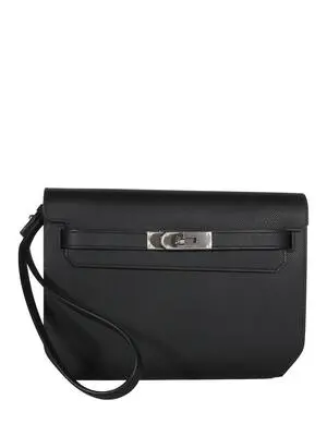 Hermès Epsom Kelly Depeches 25 Clutch With Palladium Hardware - Black