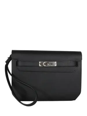 Hermès Epsom Kelly Depeches 25 Clutch With Palladium Hardware - Black